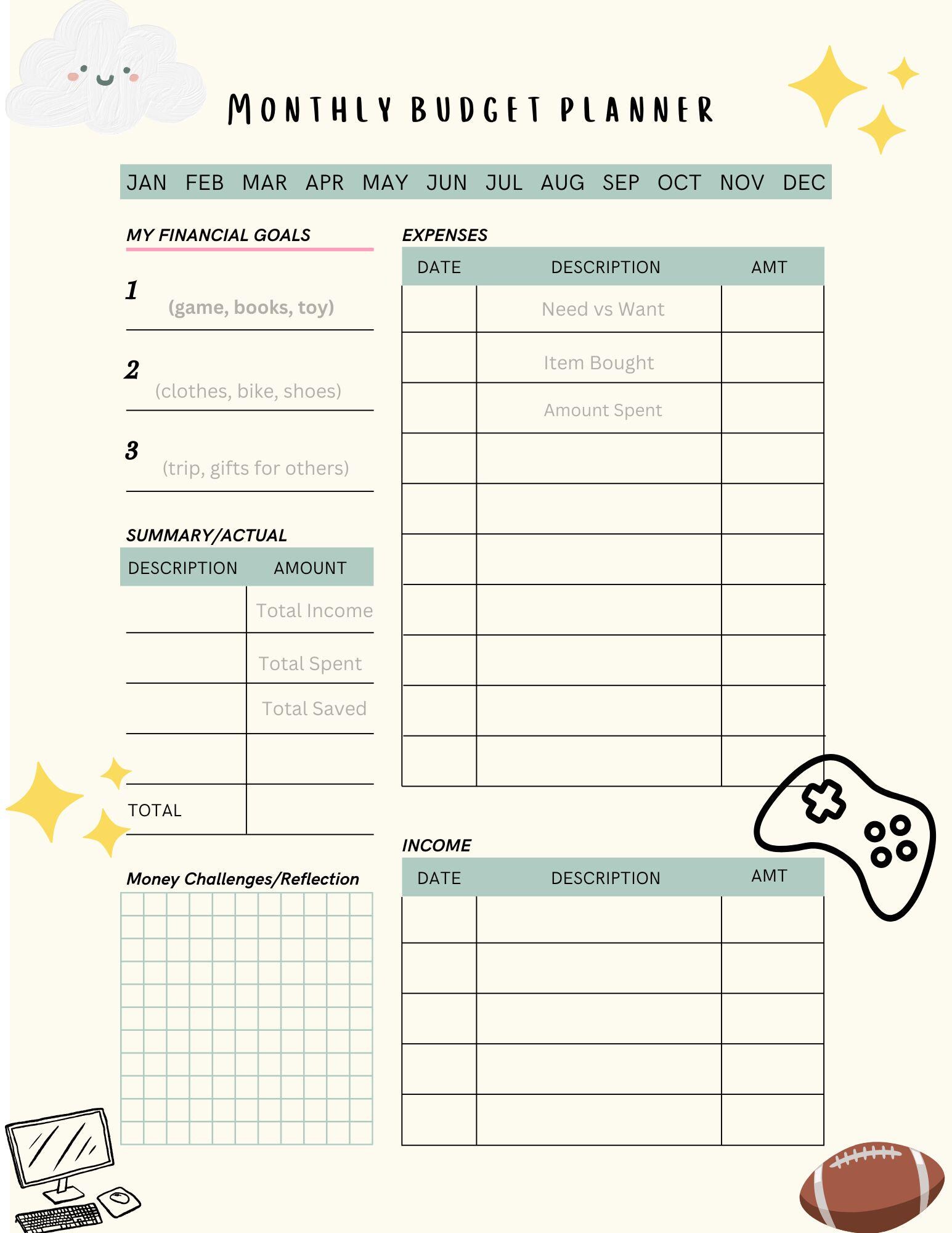 Kids Budget Planner - Etsy