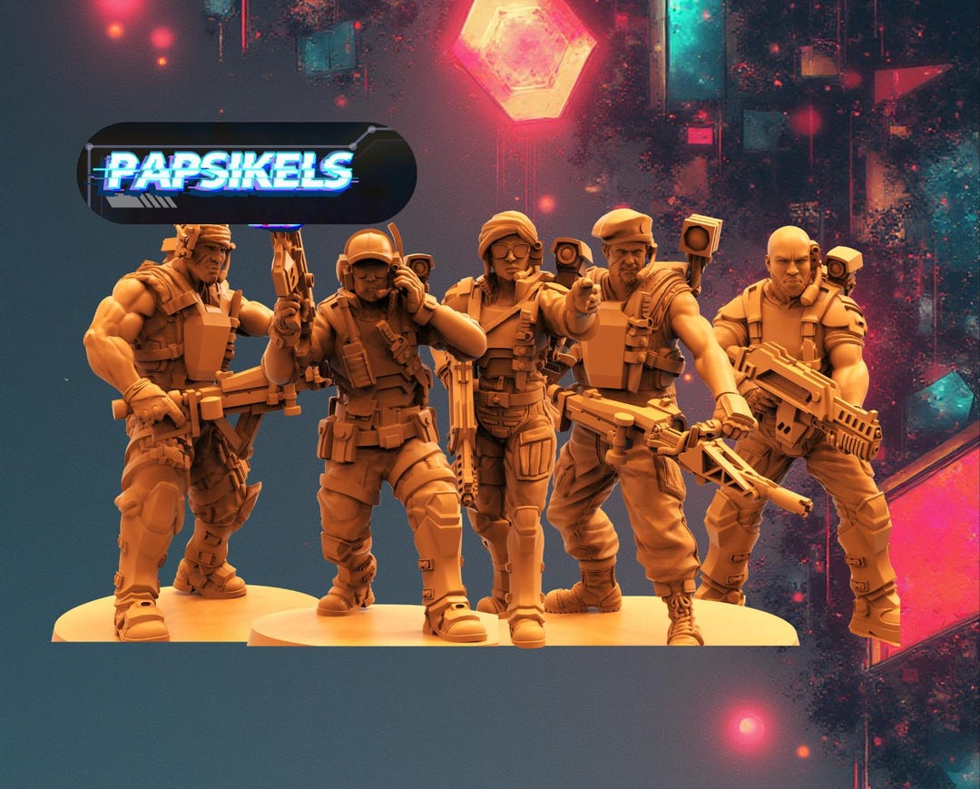 Human Colonial Marine Squad #1 (5 Pcs) by Papsikels, Miniature for ...