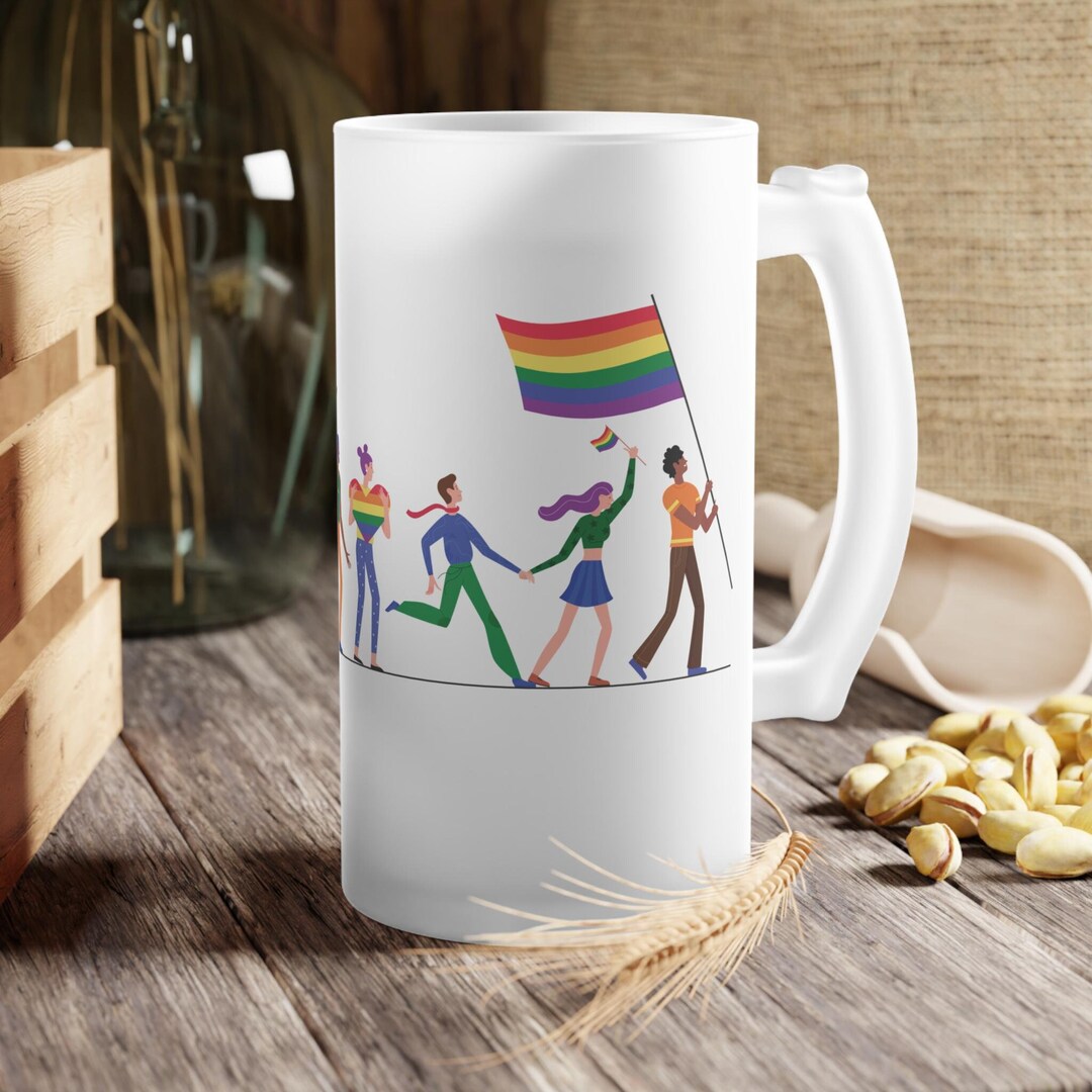 Beer Mug Tanker, LGBTQ Pride Drinking Glass, Personalized Gay Barware ...