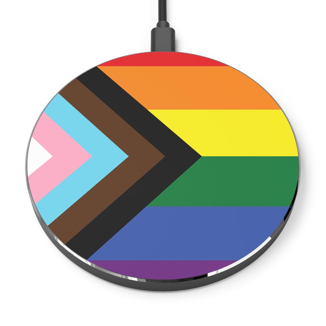 Trans Colored Wireless Charger, LGBTQ Pride Personalizable Phone ...