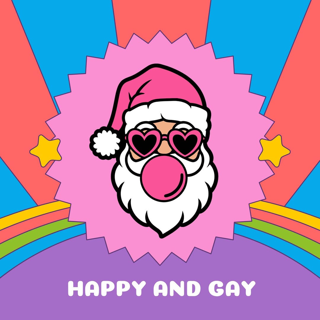 Happy & Gay Santa Image Digital Download Happy Holidays Printable and ...
