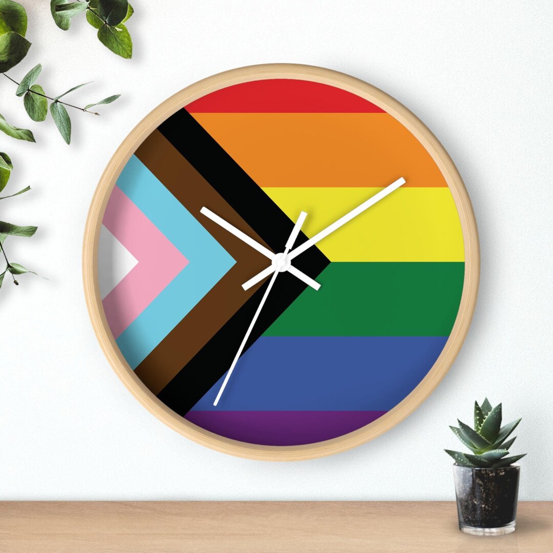 LGBTQ Wall Clock, Pride Rainbow Trans Rights Colors - Unique Home Decor ...