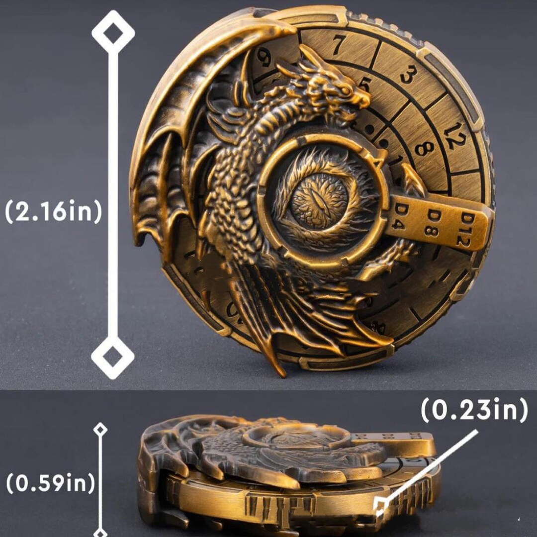Exclusive 7-in-1 Dnd Metal Dragon Compass Dice, Fingertip Gyro 360 ...