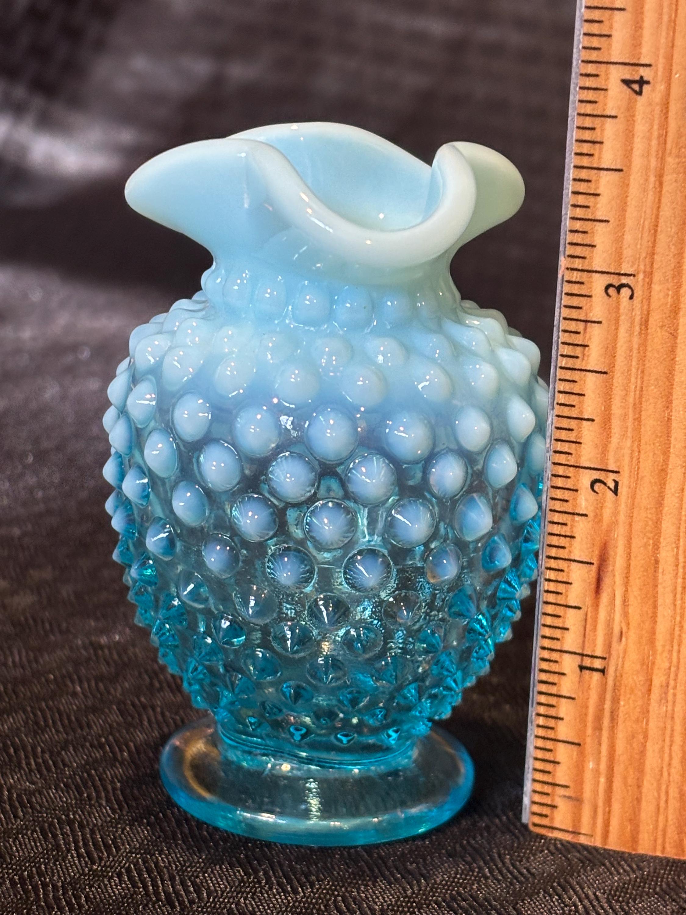 Fenton Blue Opalescent Hobnail Small Vase - Etsy