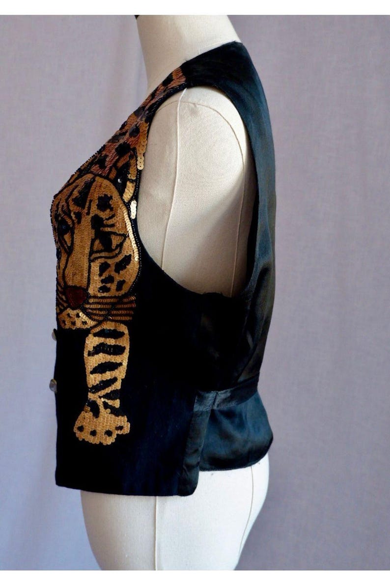 1980s Vintage Sequin Tiger Vest – Walk on the Wild Side M/L - Etsy