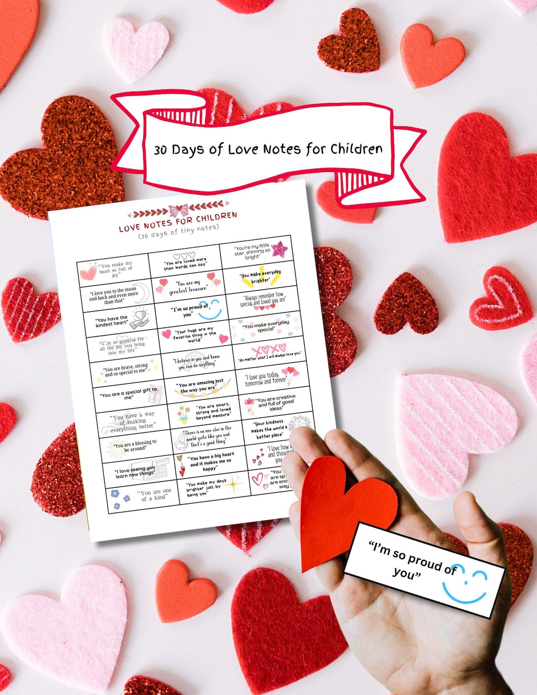 Love Notes for Children, Heartfelt Notes for Kids, Valentine Printable ...