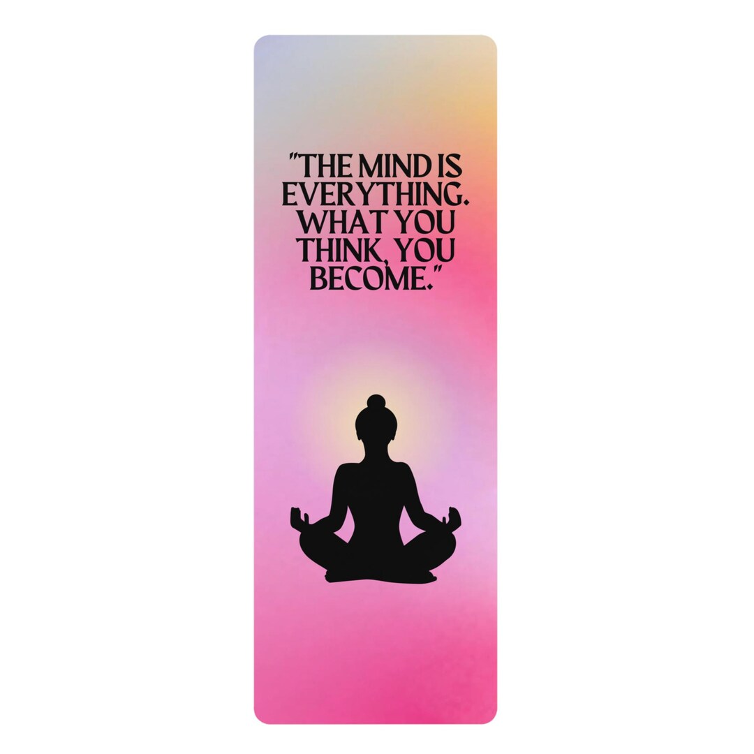 Yoga Mat, Pink Rubber Mat With Buddha Quote and Image, Spiritual ...