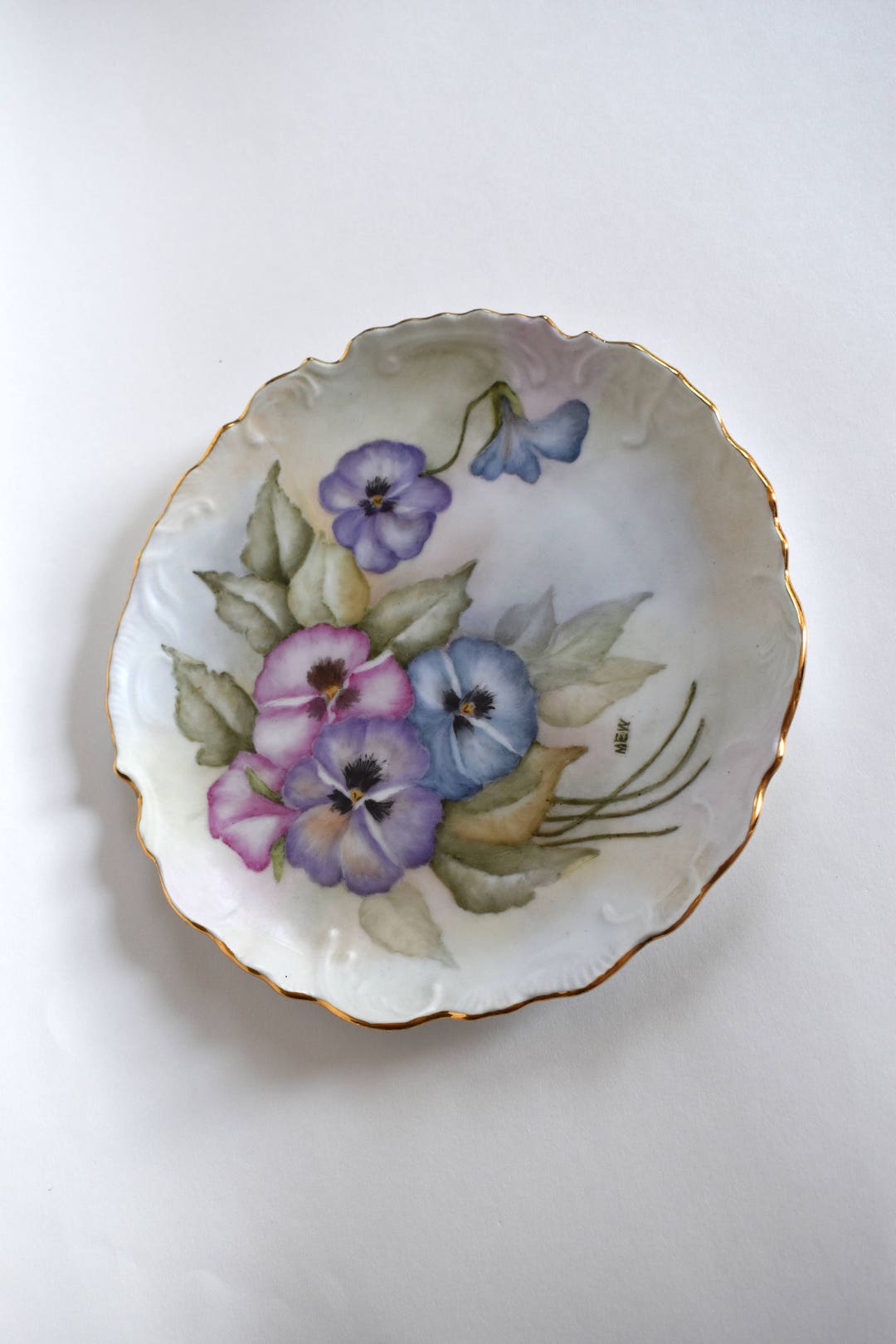Vintage Hand Painted Plate, Pansey - Etsy