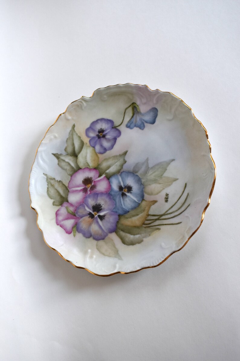 Vintage Hand Painted Plate Pansey - Etsy