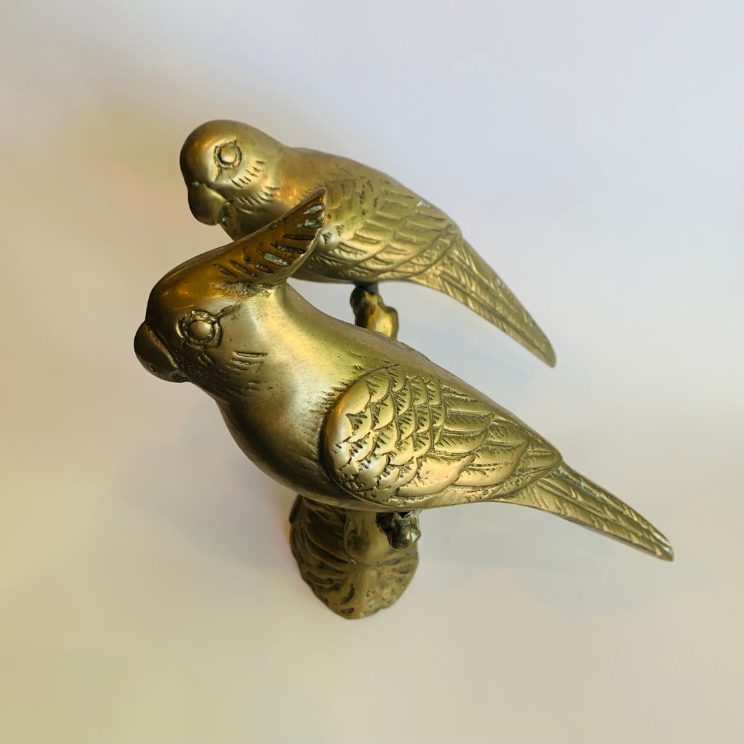 Vintage Brass Cockatoo Statue, Pair of Cockatoo's on a Perch - Etsy