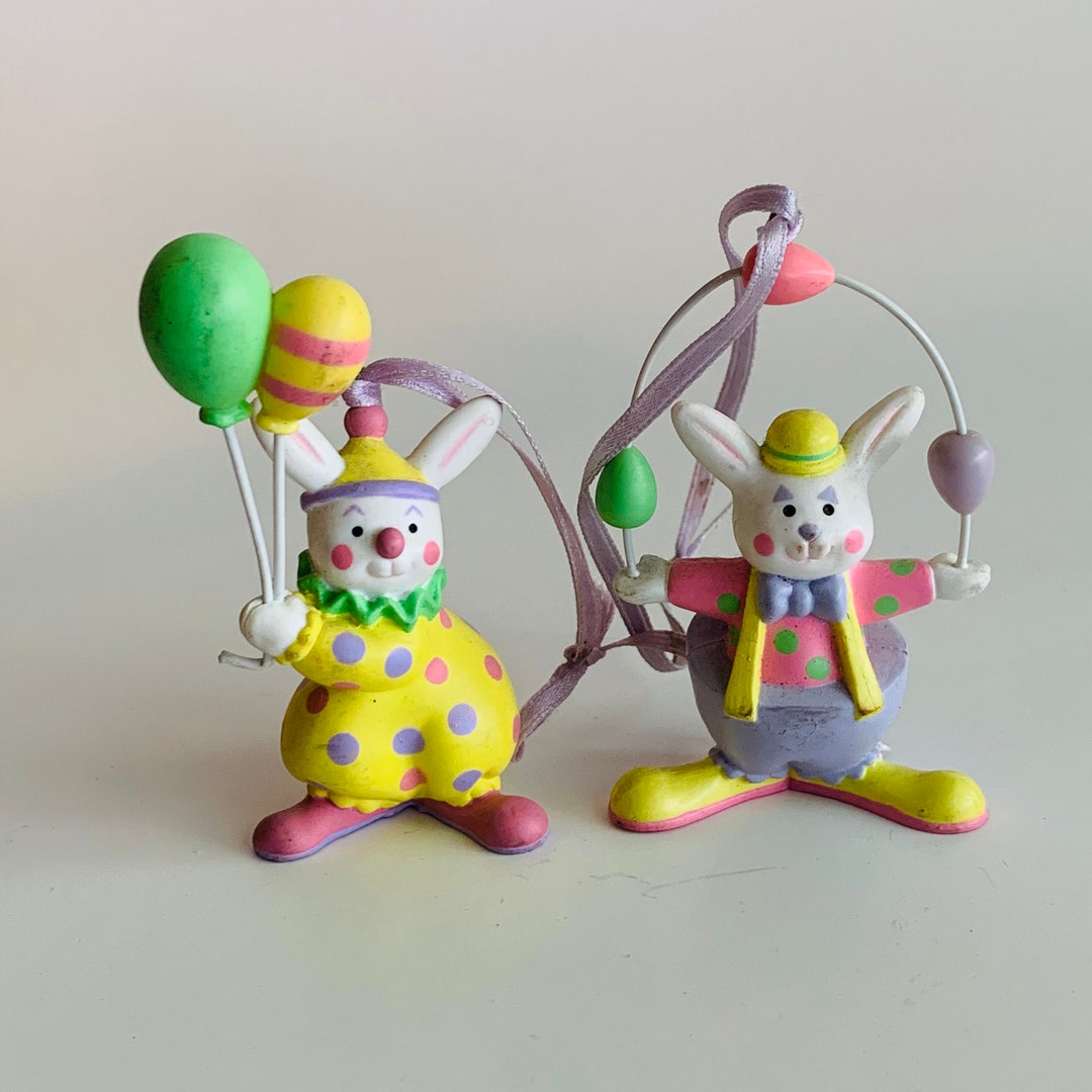Vintage Pair of Avon Rabbit Clown Ornaments - Etsy