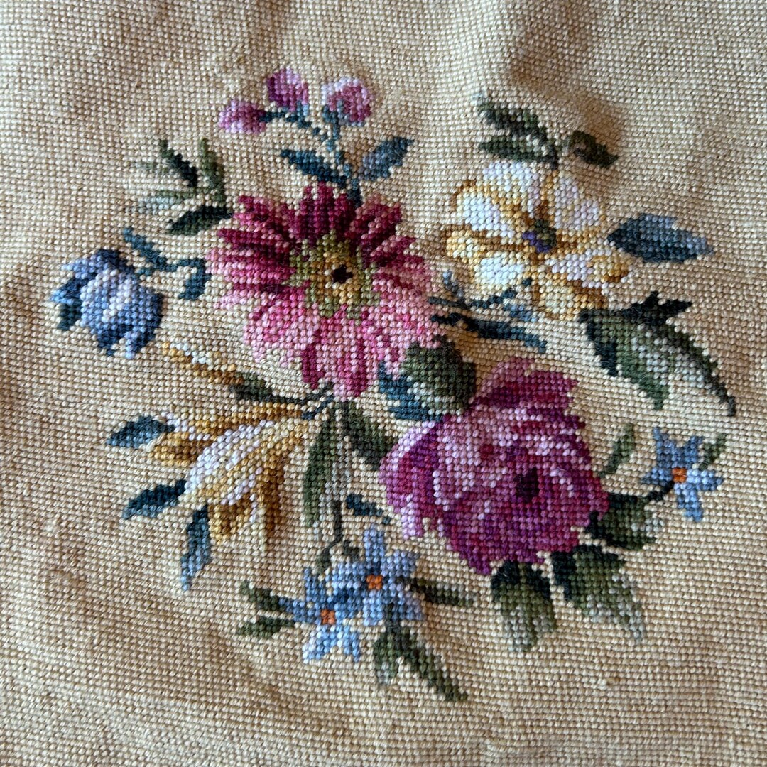 Vintage Unfinished Needlepoint, Floral - Etsy