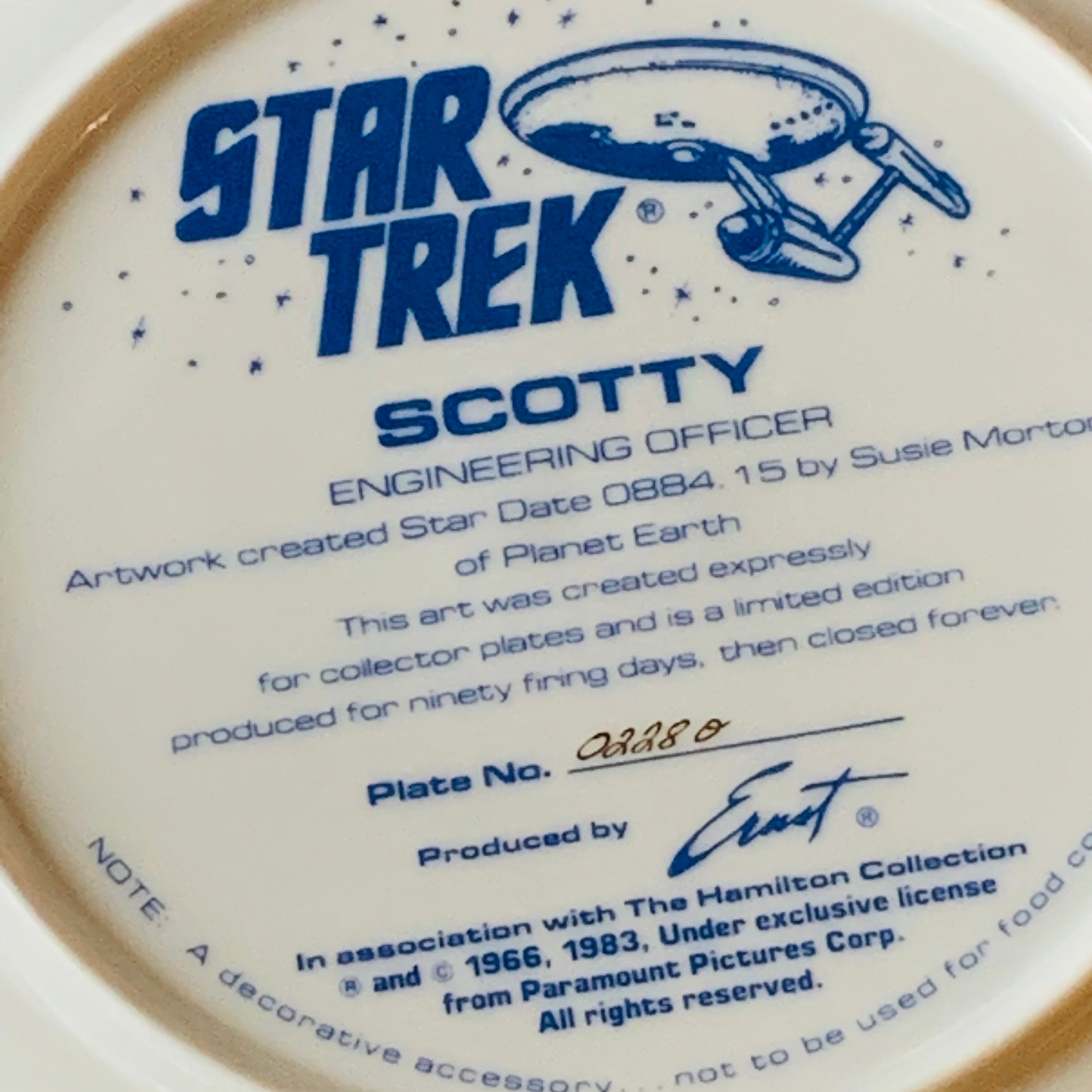 Vintage Star Trek Collector Plate , Hamilton Collection, Scotty - Etsy