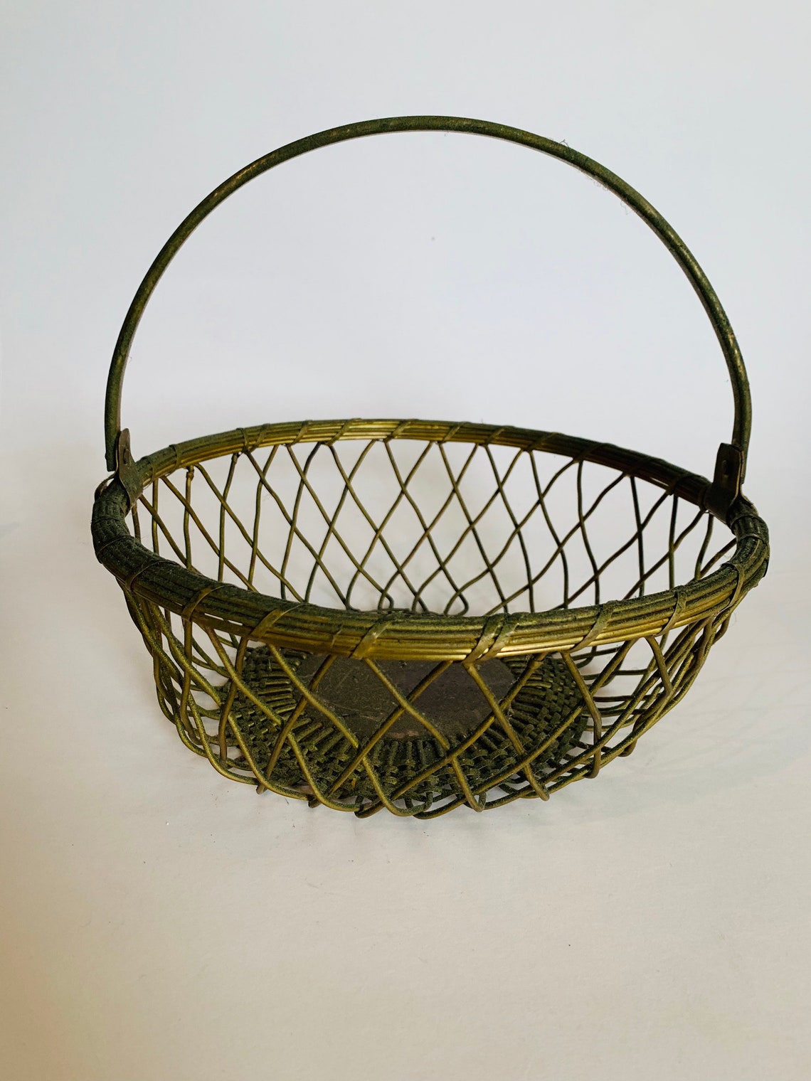 Vintage Brass Basket with Handle | Etsy