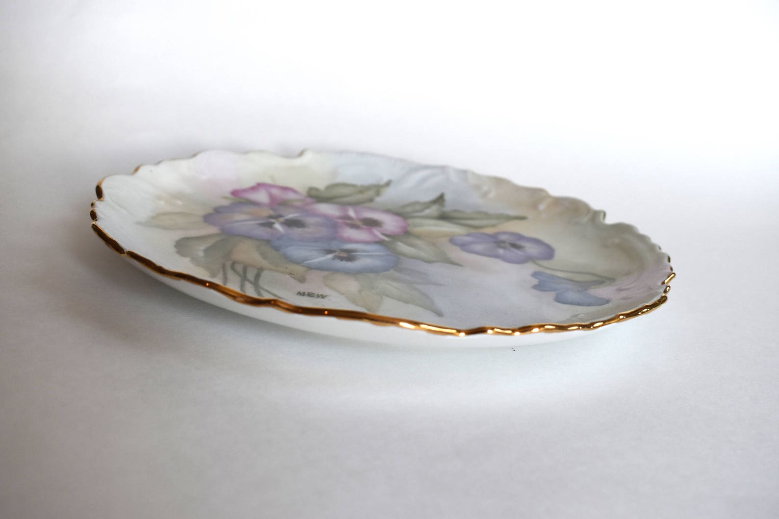 Vintage Hand Painted Plate, Pansey - Etsy