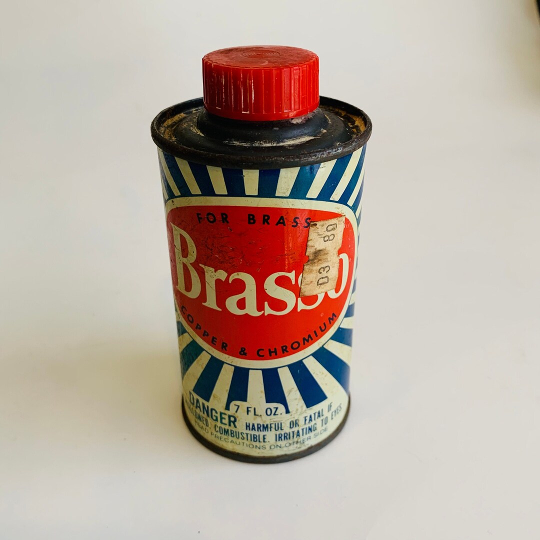 Vintage Brasso Round Metal Tin - Etsy