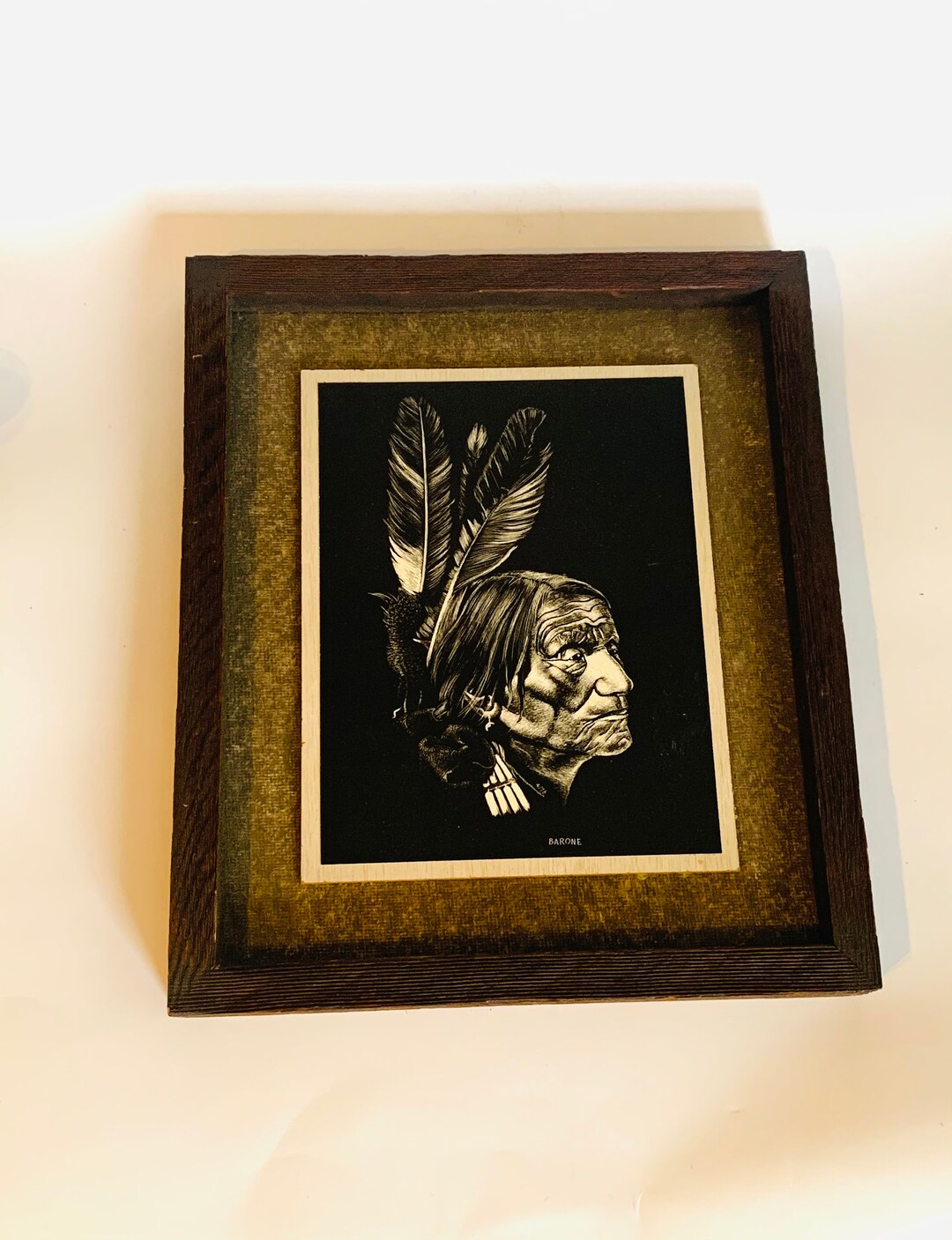 Vintage Framed Scratchboard Drawing by Ray Barone - Etsy
