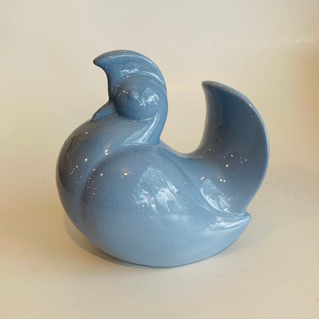 Vintage Art Deco Stylized Pigeon, Ceramic, Pigeon, Blue, Princeton ...