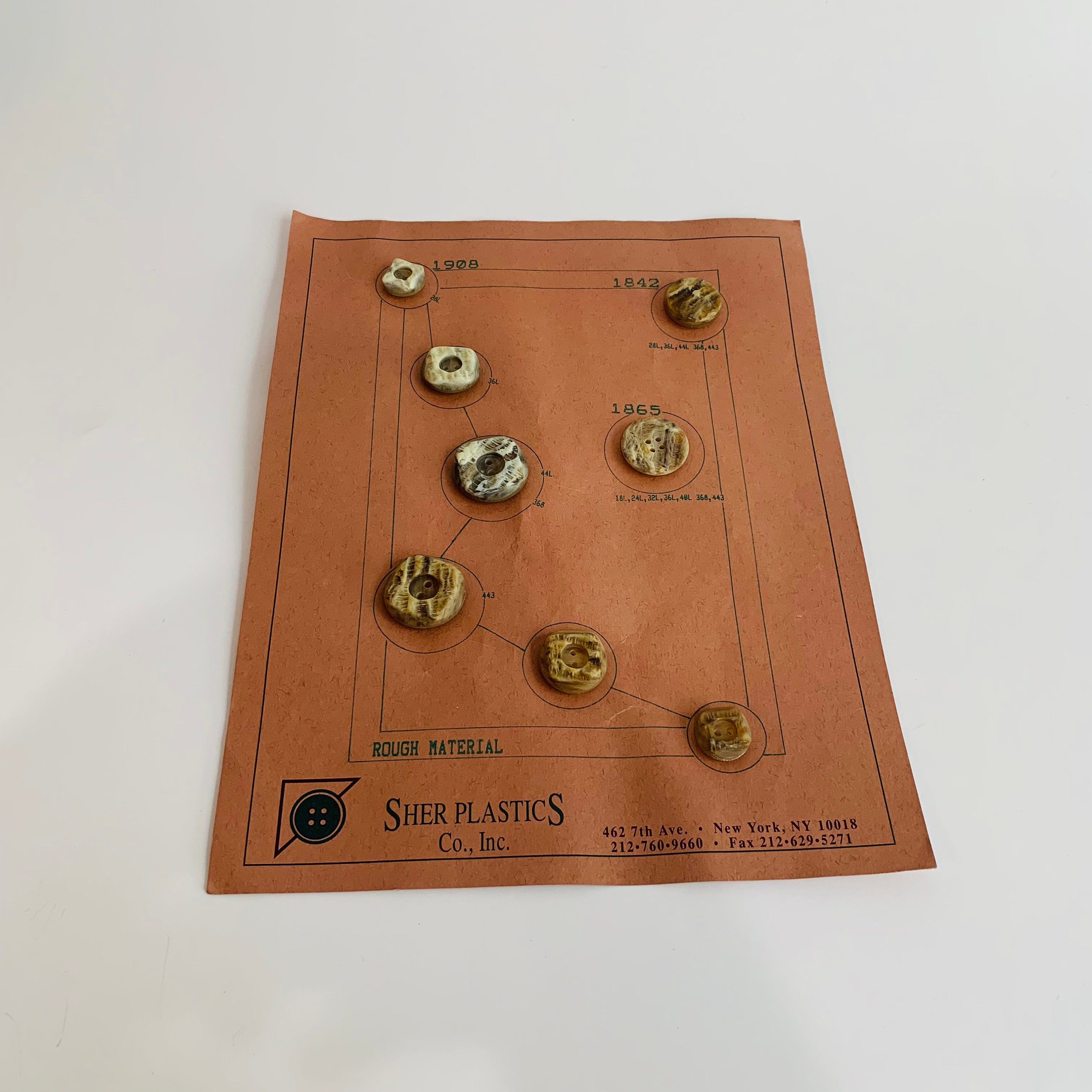 Vintage Button Sample Card Sher Plastics | Etsy