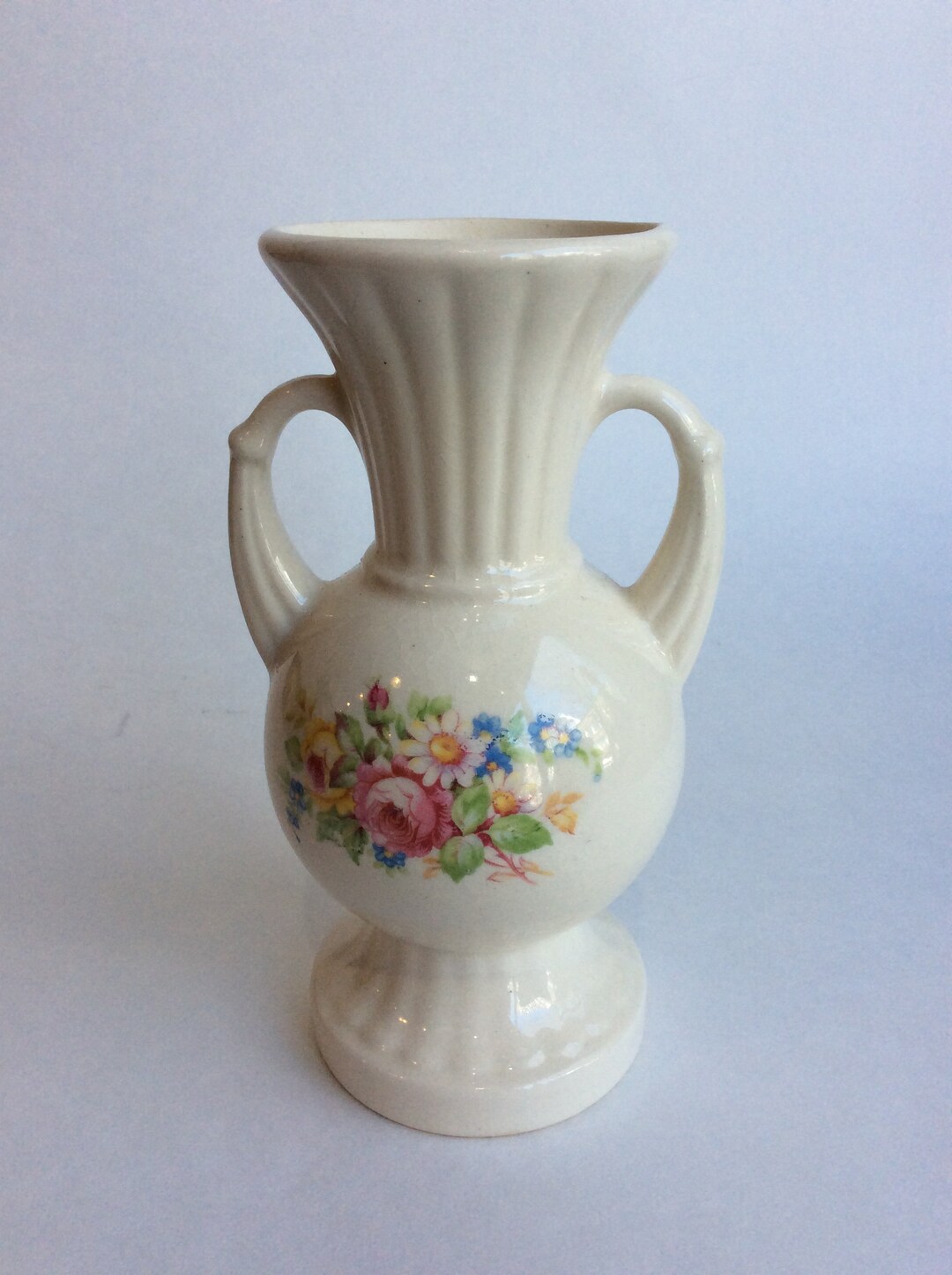 Vintage Pottery Vase, Neo Classical Style, Floral Design - Etsy