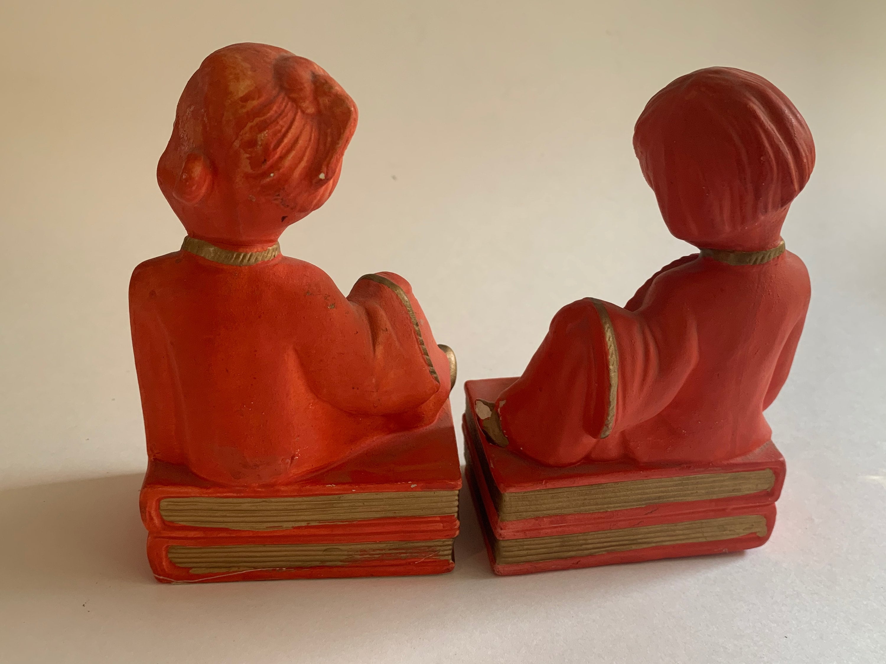 Vintage Painted Ceramic Bookends Children Sitting on Book - Etsy Israel