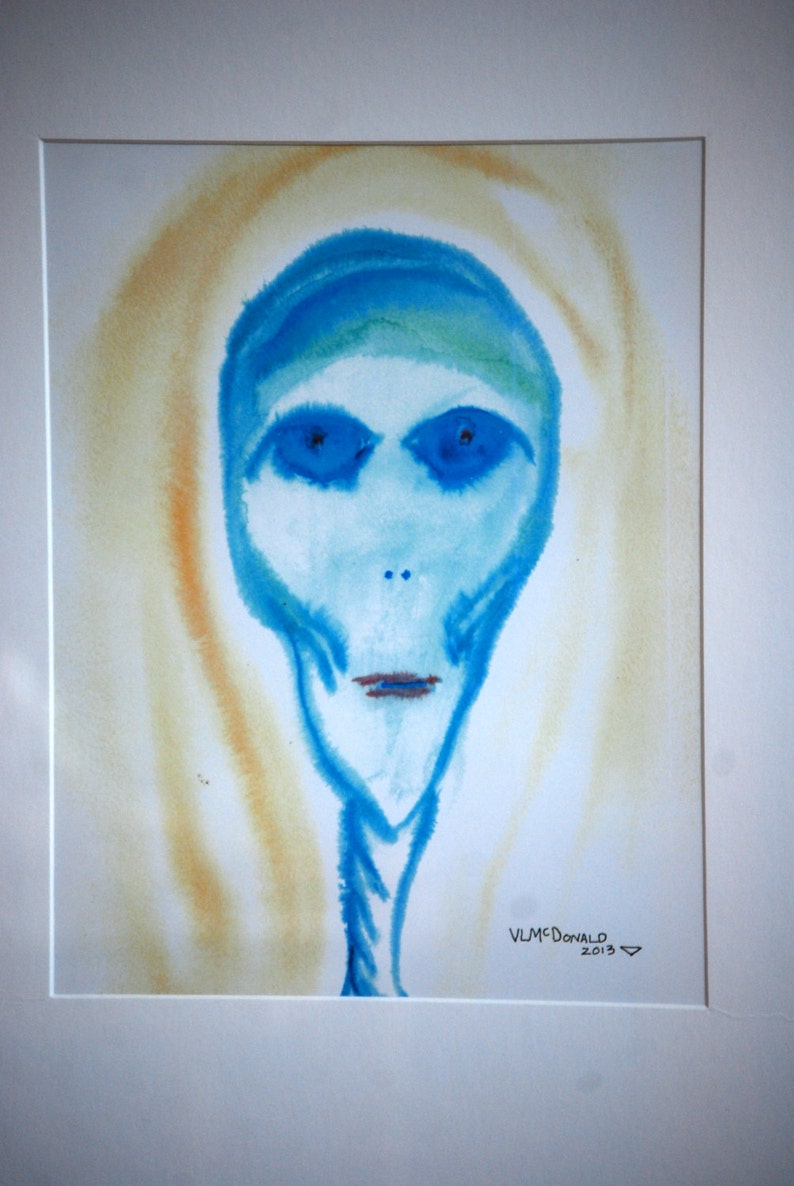 Original Art Watercolor Alien Color Pop - Etsy