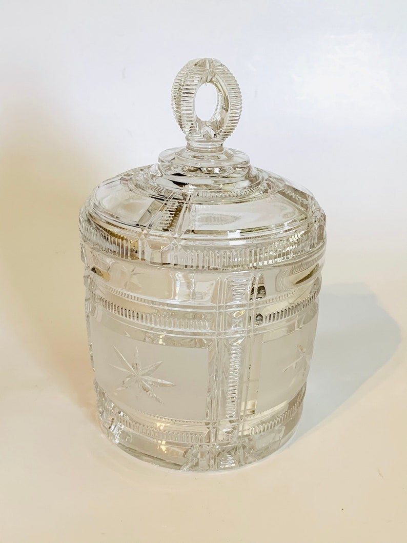 Antique George Duncan and Sons Pressed Glass Canister | Etsy