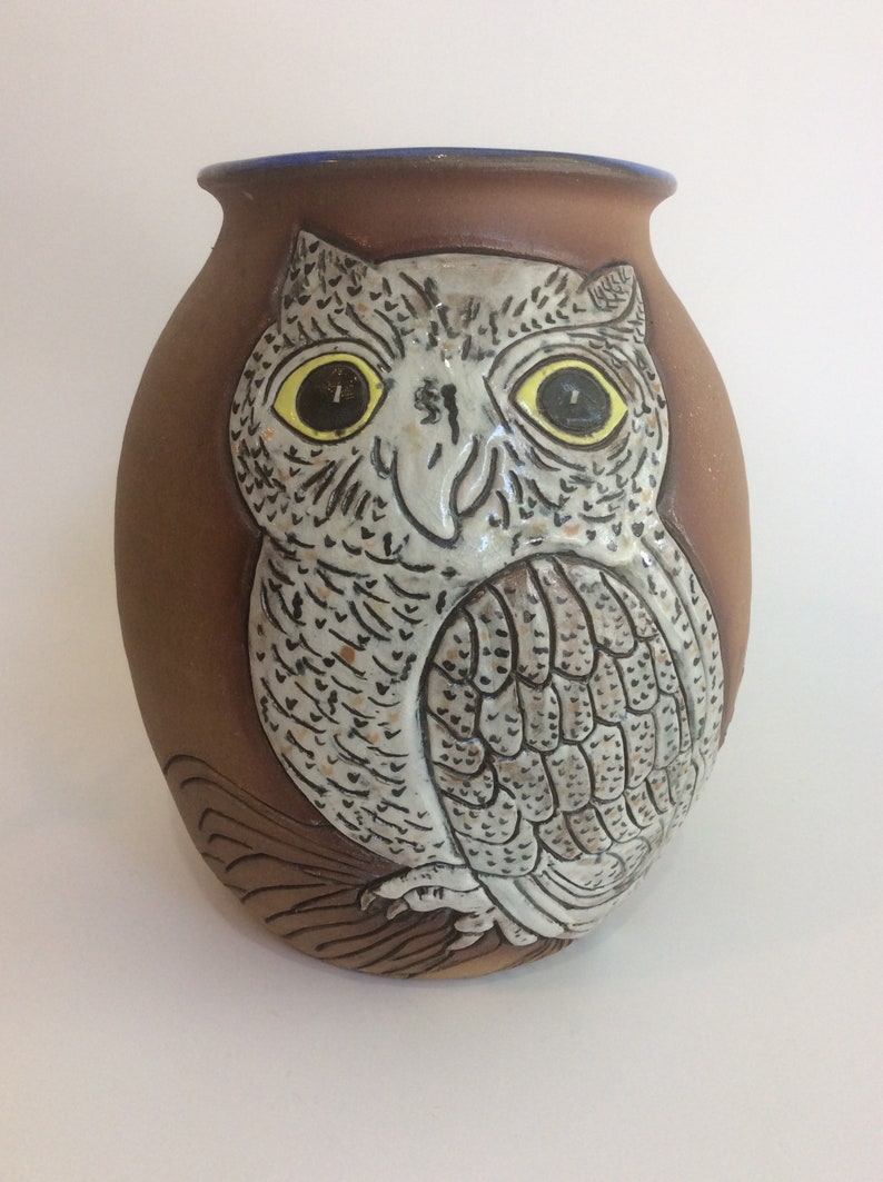 A & A Pottery Owl Vase - Etsy