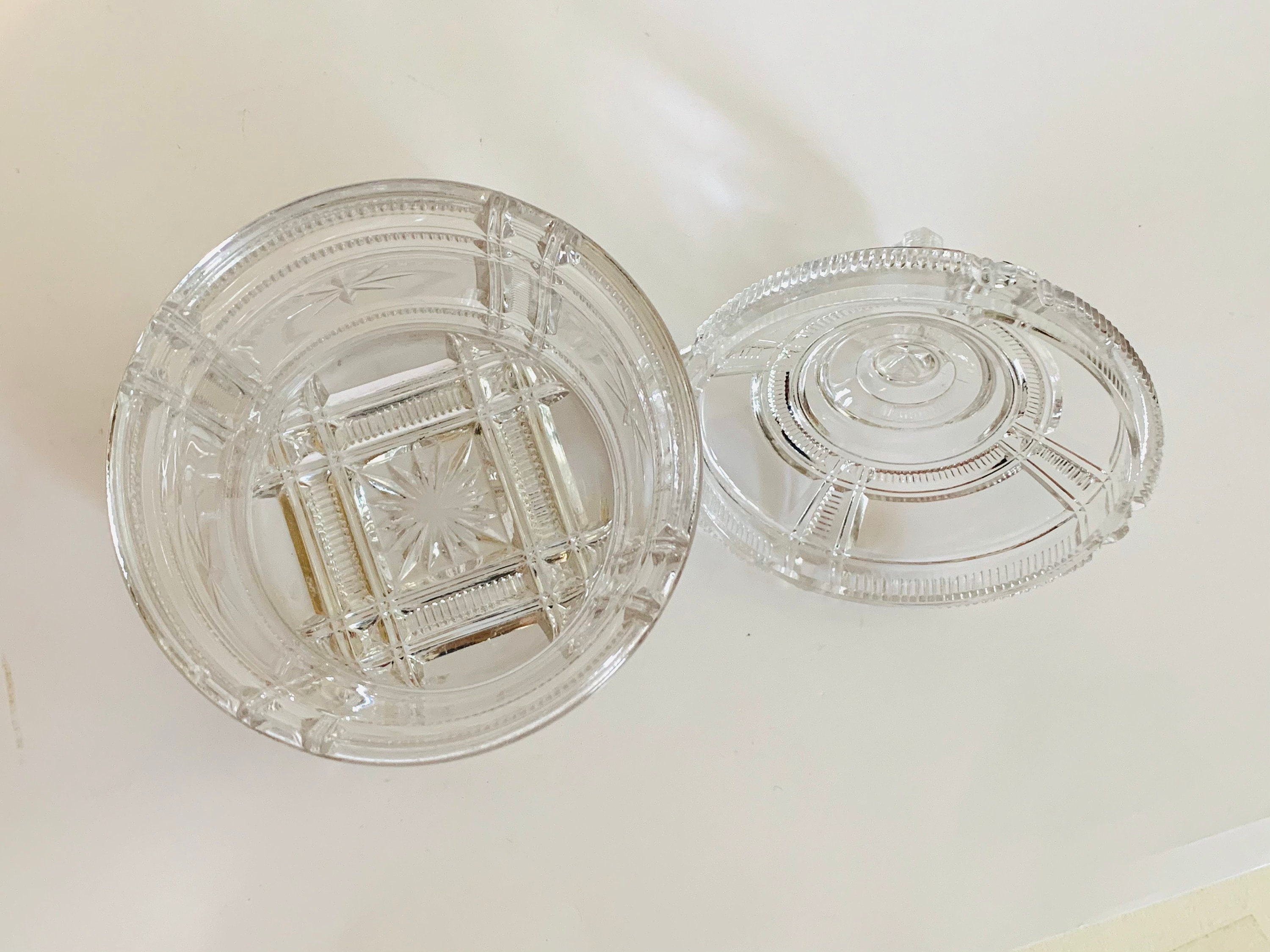 Antique George Duncan and Sons Pressed Glass Canister | Etsy