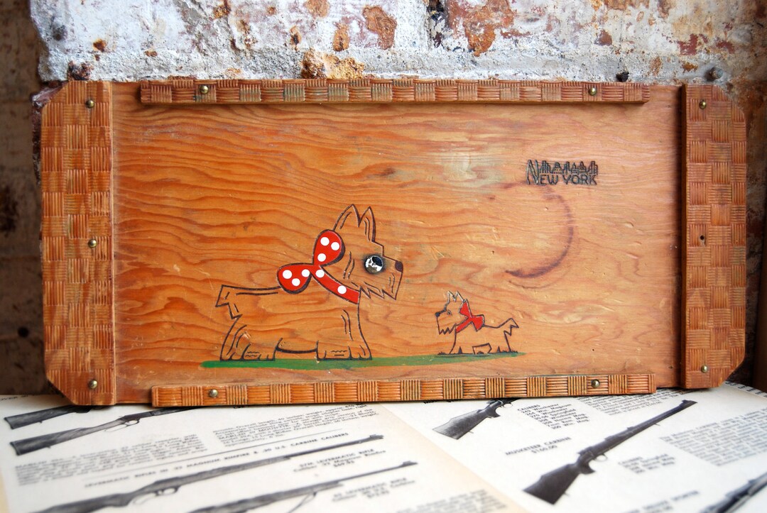 Vintage Wooden Scotty Dog New York Tray - Etsy