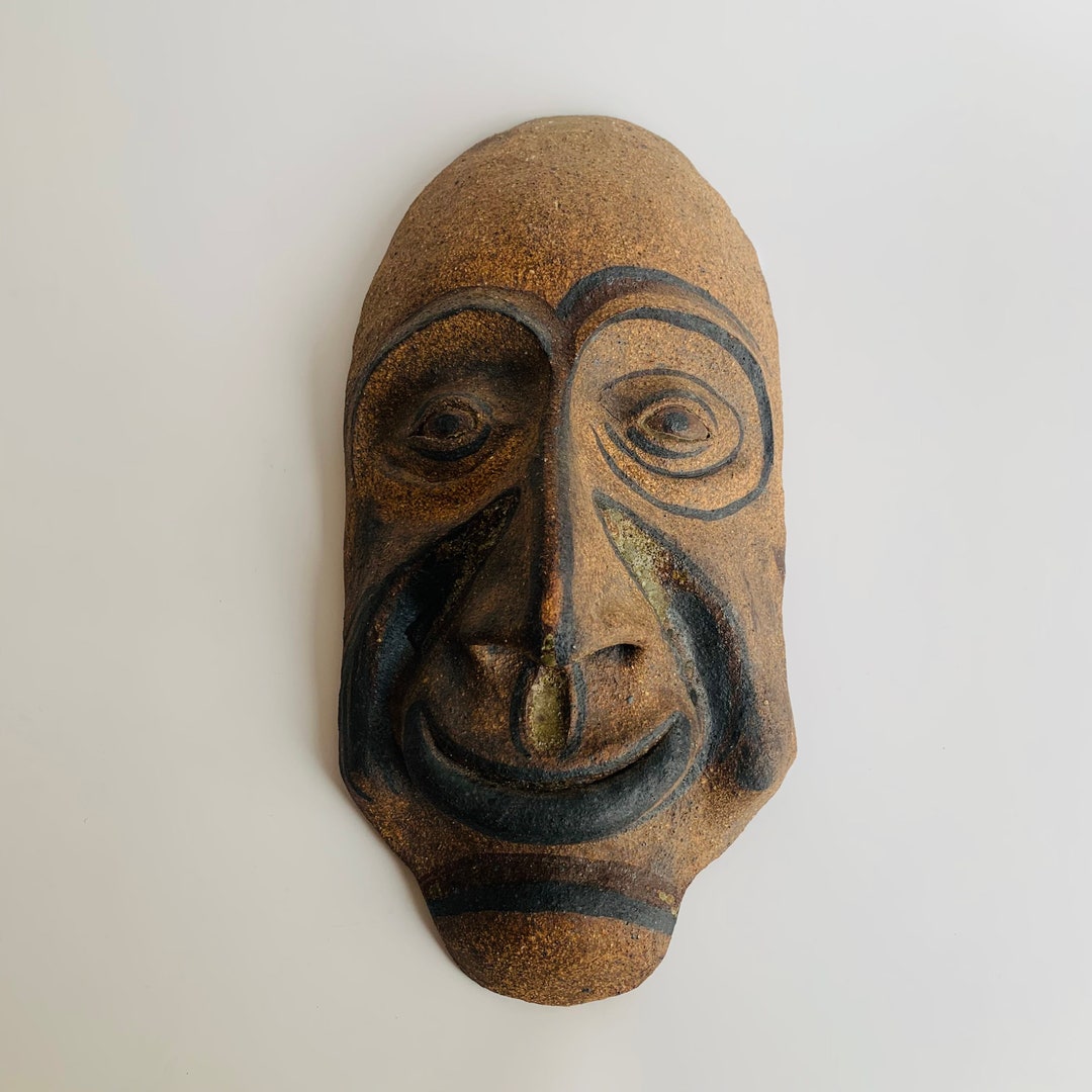Vintage Decorative Pottery Face Mask, Signed - Etsy