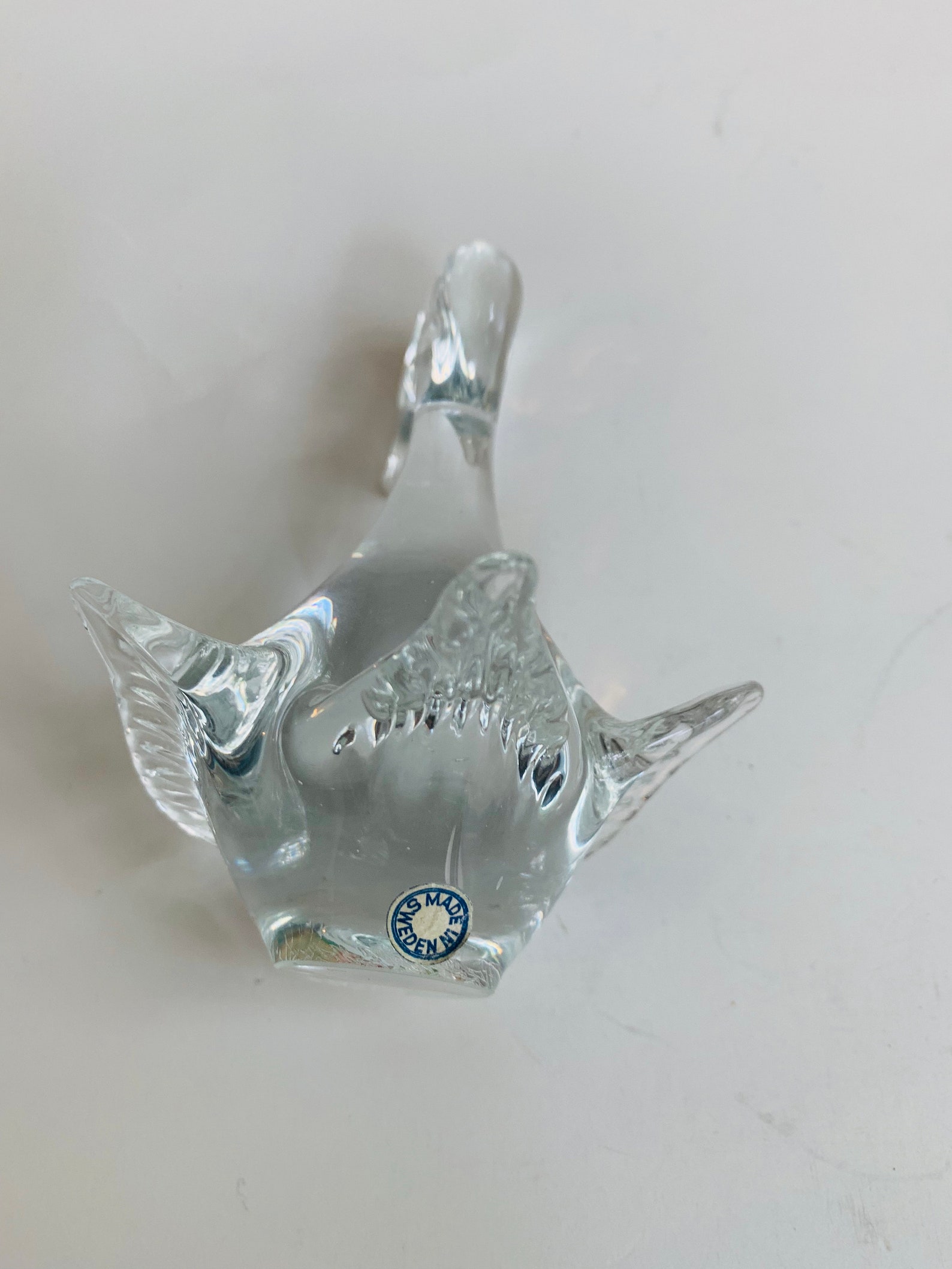 Vintage Clear Glass Bird Made in Sweden | Etsy