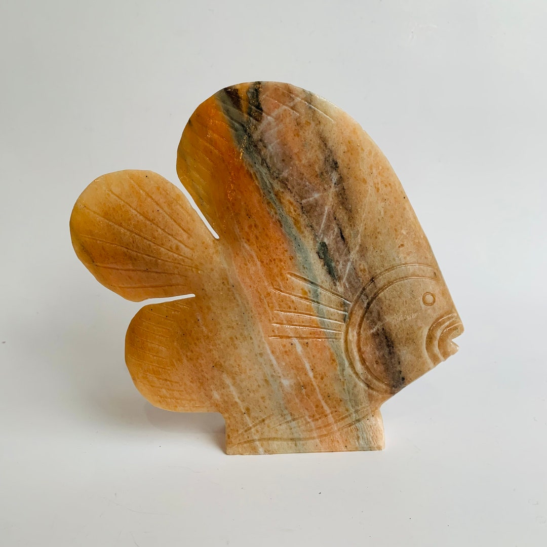 Vintage Carved Stone Tropical Fish - Etsy
