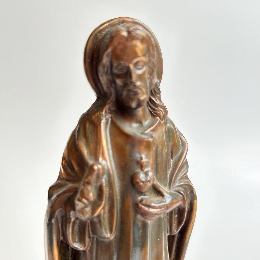 Vintage Copper Jesus Figurine - Etsy