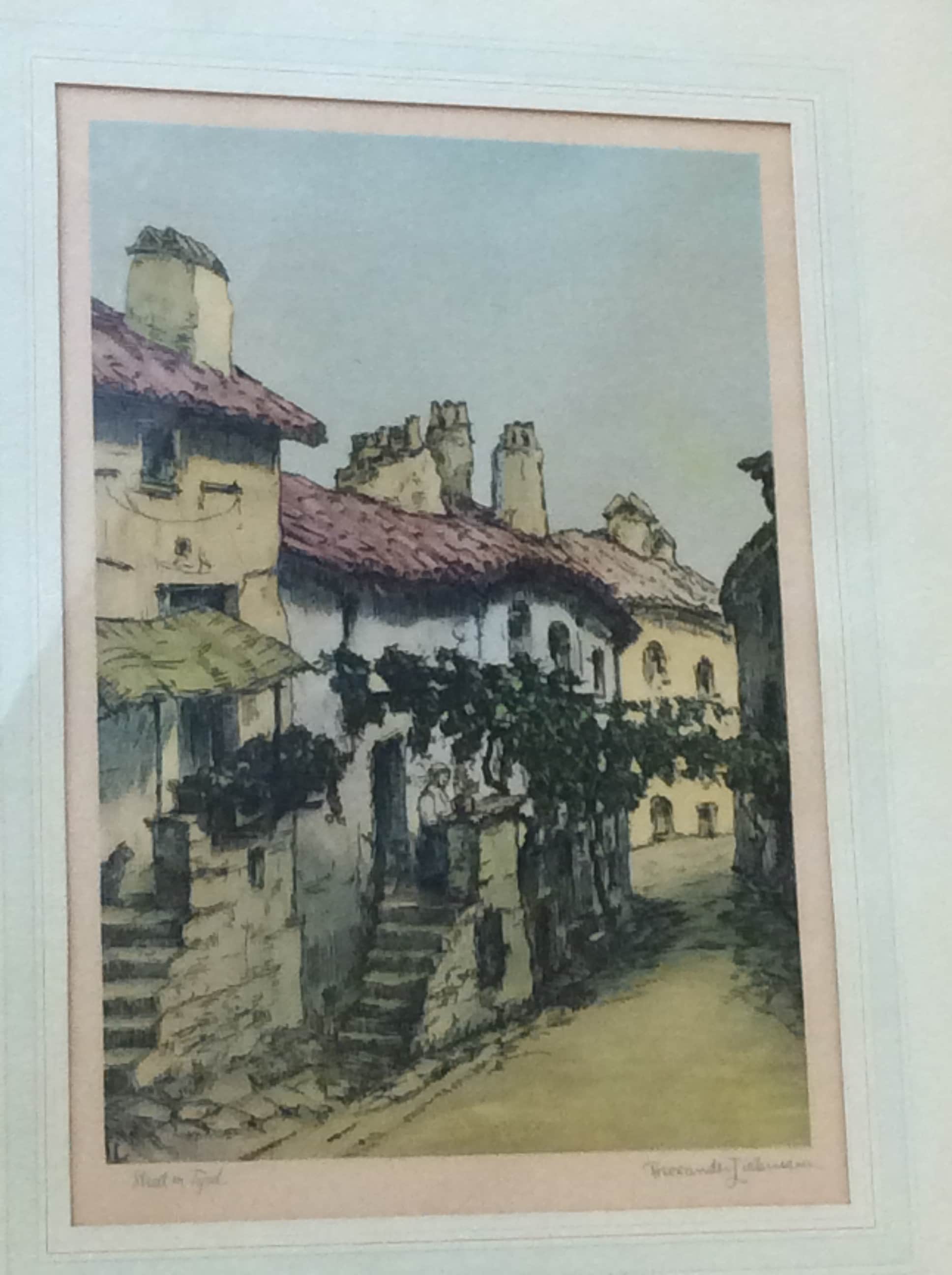Antique Framed Lithograph Street in Tyrol | Etsy