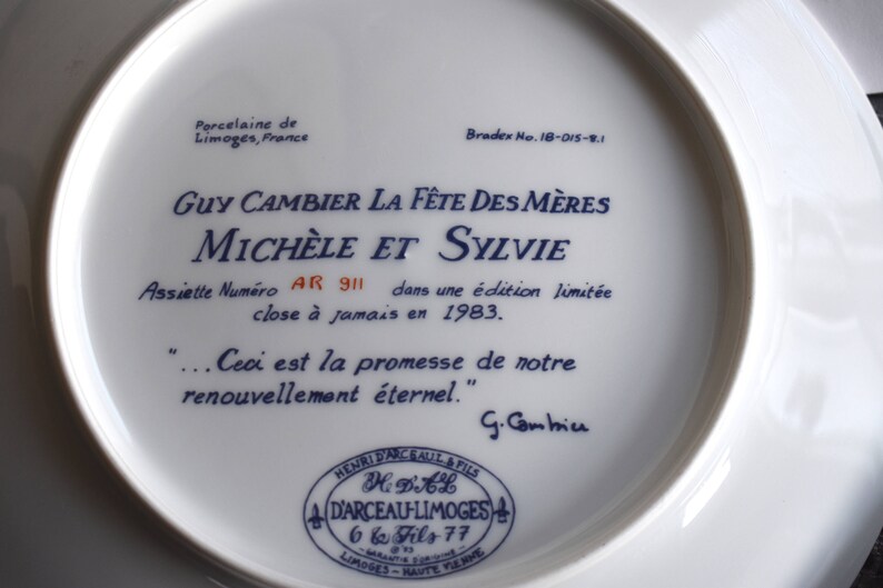 Vintage French Collector Plate, Michele Et Sylvie, Guy Cambier - Etsy