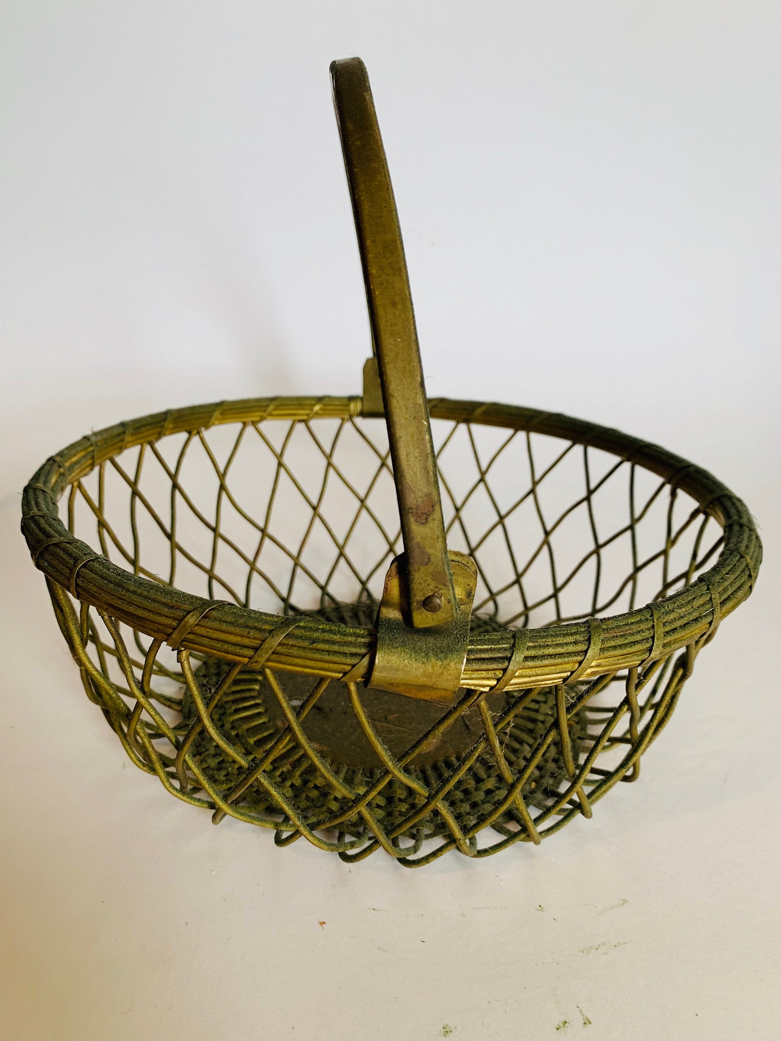 Vintage Brass Basket with Handle | Etsy