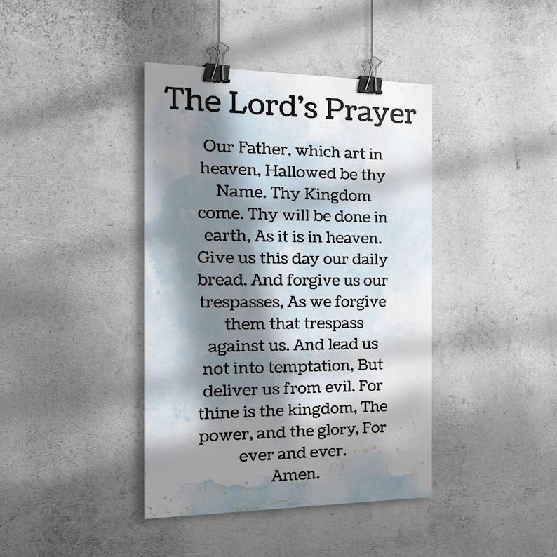 The Lord's Prayer Poster: Watercolor Christian Wall Art - Etsy Australia