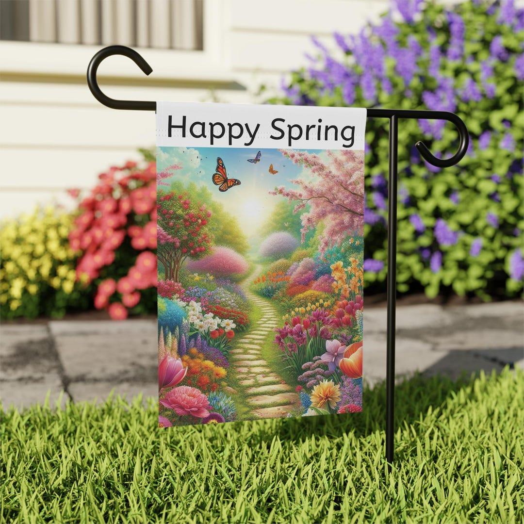 Garden Banner, Spring Yard Sign, Butterfly Flag, Seasonal Outdoor Decor ...