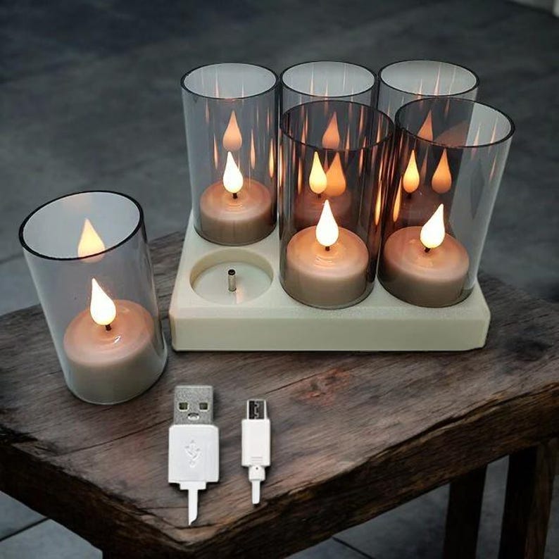 Rechargeable Flameless LED Candle Set: Timer Remote, Black Glasses - Etsy