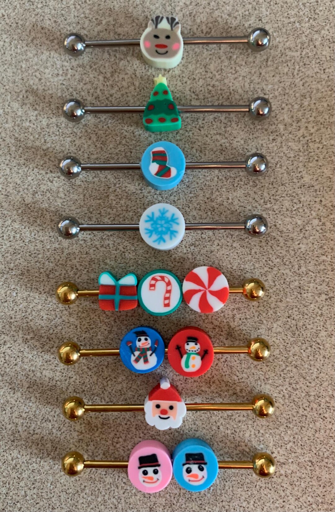 Christmas Holiday Industrial Piercing Jewelry Barbell Reindeer ...