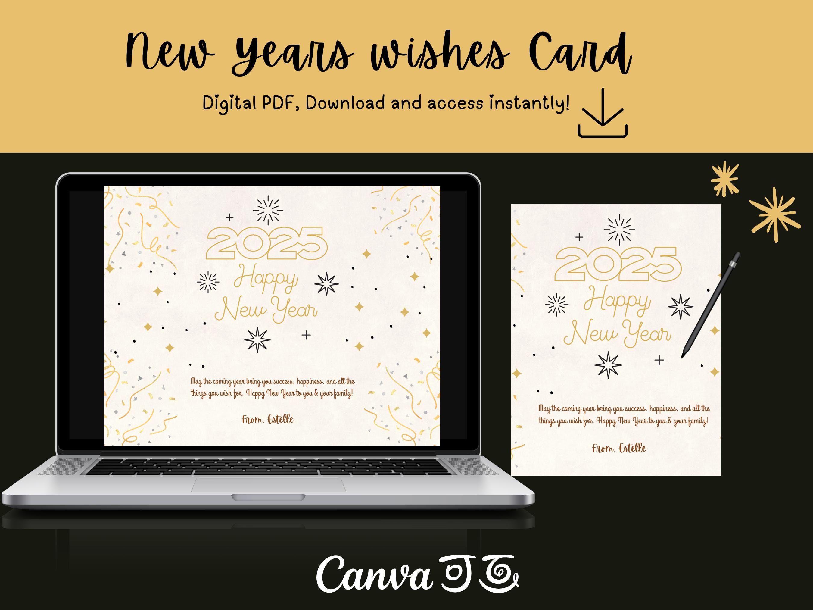 Happy New Years Card | New Years Wishes Card 2025 Thoughtful Gift Card ...