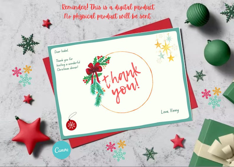 Christmas Thank You Card | Seasons Greetings Thank You Card Set, Thank ...