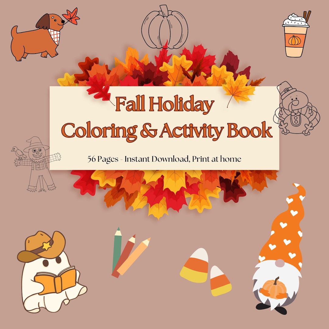 Fall/autumn Kid's Coloring Pages, Children Coloring Pages, Cute ...