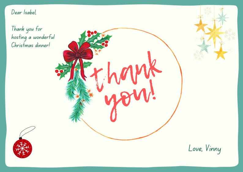 Christmas Thank You Card | Seasons Greetings Thank You Card Set, Thank ...