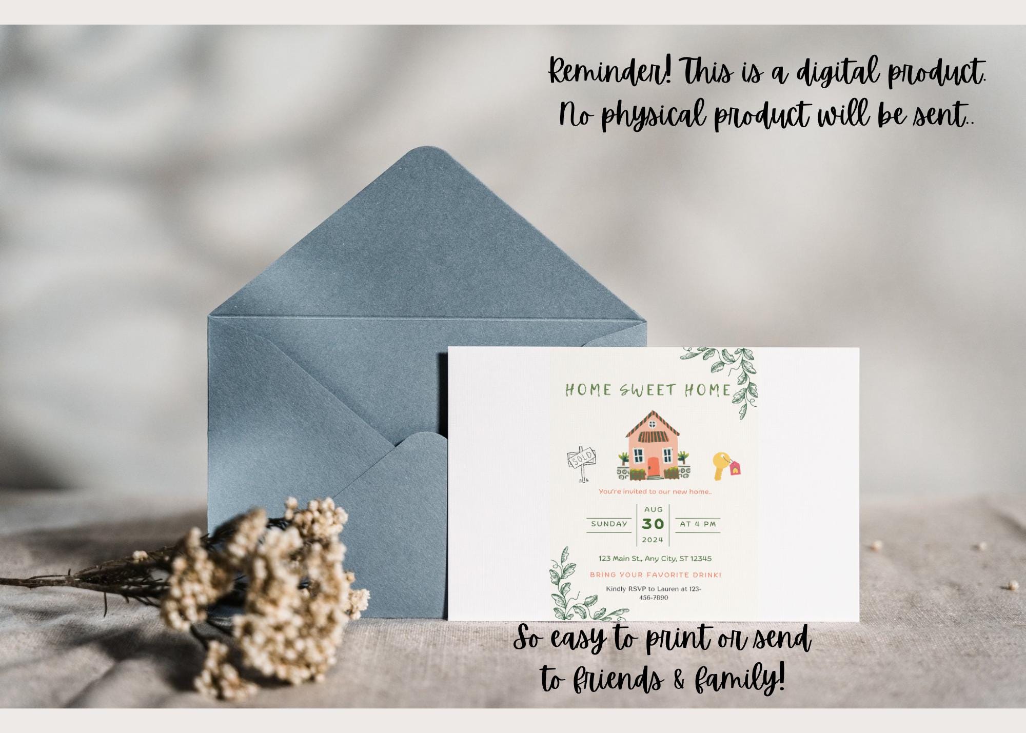 Housewarming Party Invitation | New Home Party Printable Invite ...