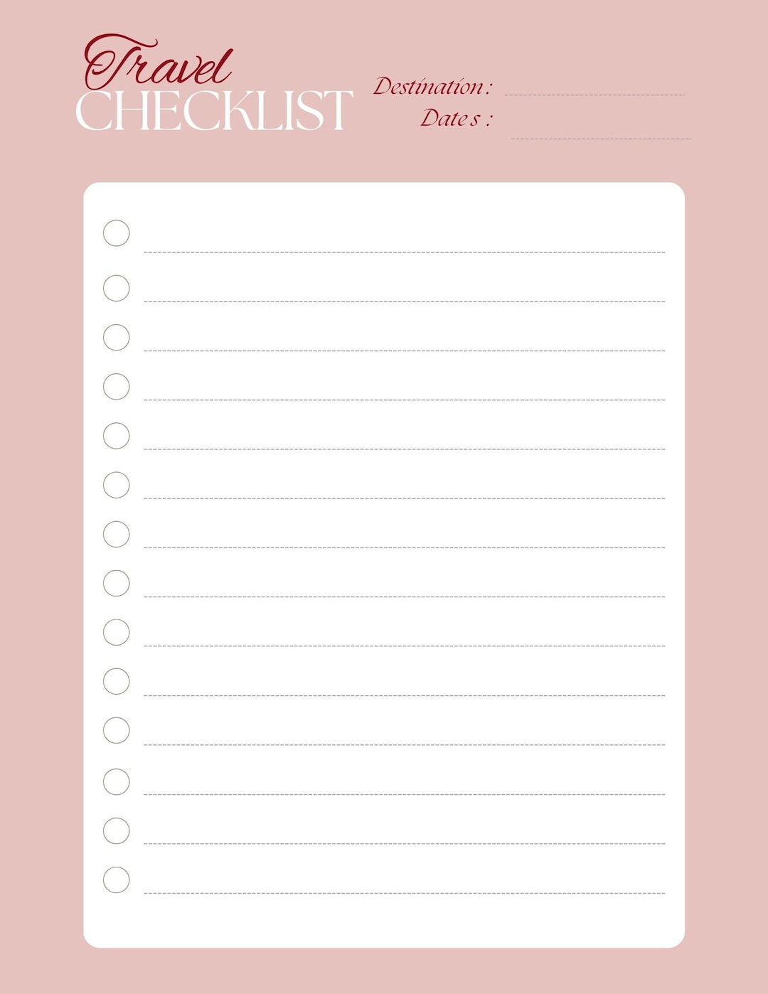 Travel Planning Checklist | Travel Template Printable Travel Itinerary ...