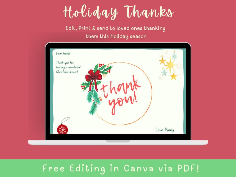 Christmas Thank You Card | Seasons Greetings Thank You Card Set, Thank ...