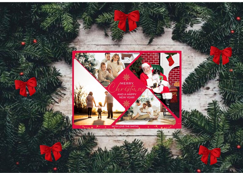 Merry Christmas Card | Happy New Year Wish Card, Printable Festive ...