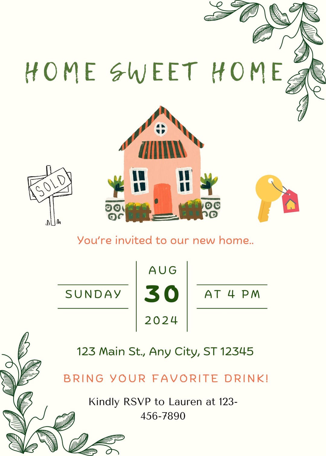 Housewarming Party Invitation | New Home Party Printable Invite ...